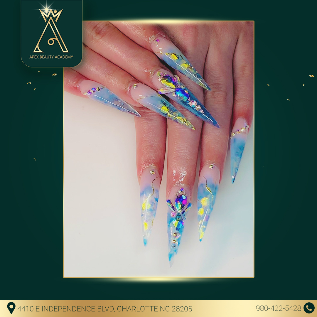 Creative Nail Designs by Students at Apex Beauty Academy in NC